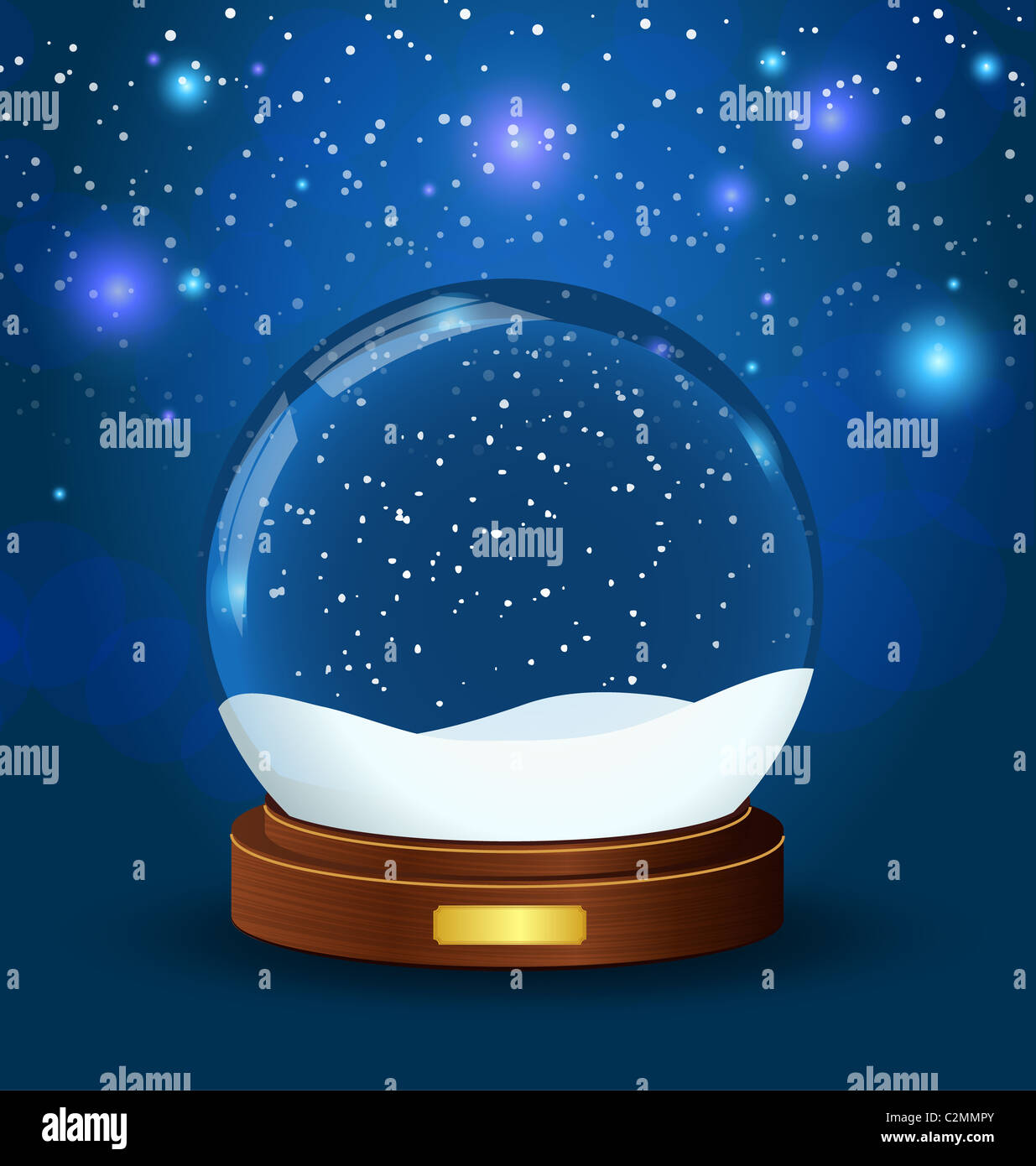 realistic snow globe illustration with wooden texture Stock Photo - Alamy