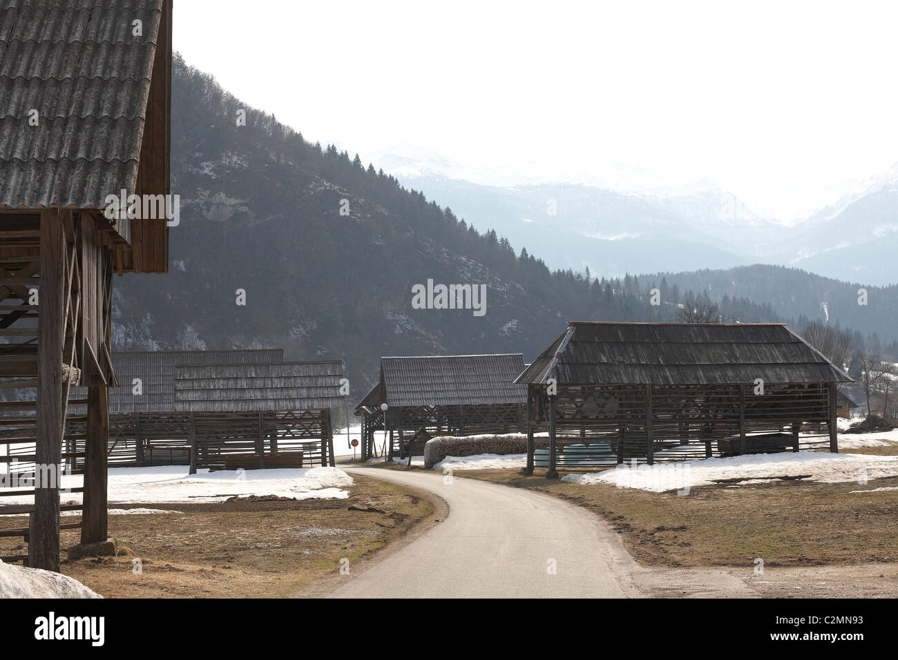 Traditional barns Slovenia Stock Photo - Alamy