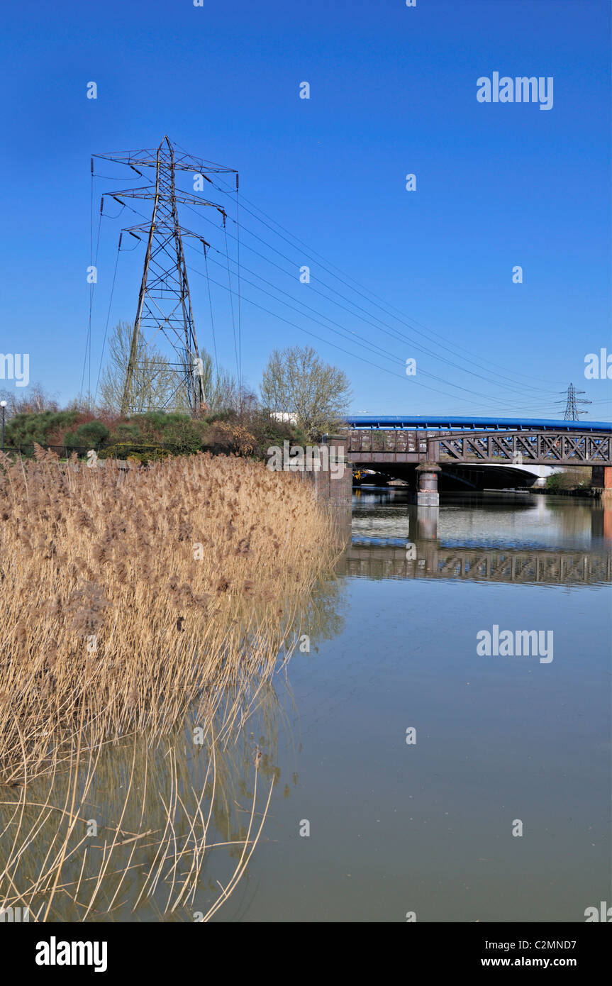 Electricity Pylons over Bow Creek (River Lea), East London, United ...
