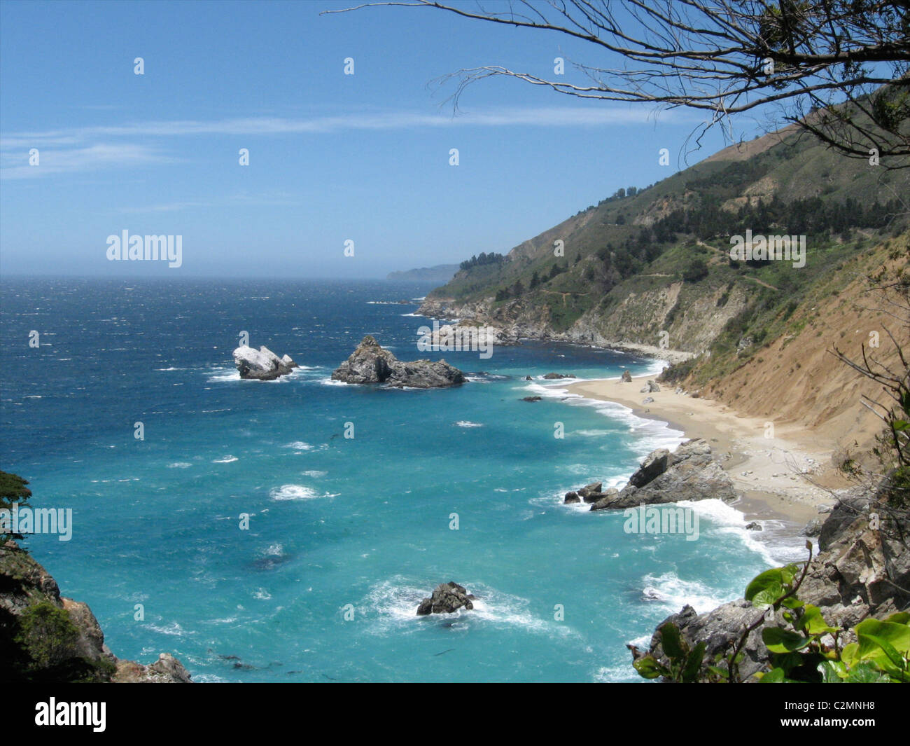 Pacific coast at Julia Pfeiffer Burns State Park, Big Sur area ...