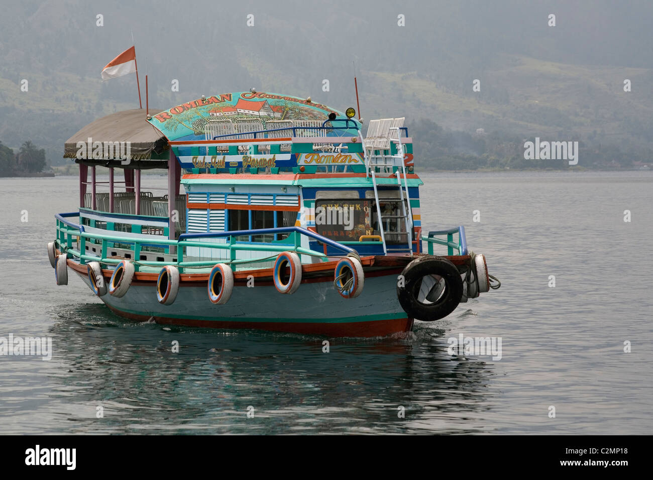 Indonesia Sumatra Lake Toba, Boat from Tuk Tuk, Samosir island Stock ...
