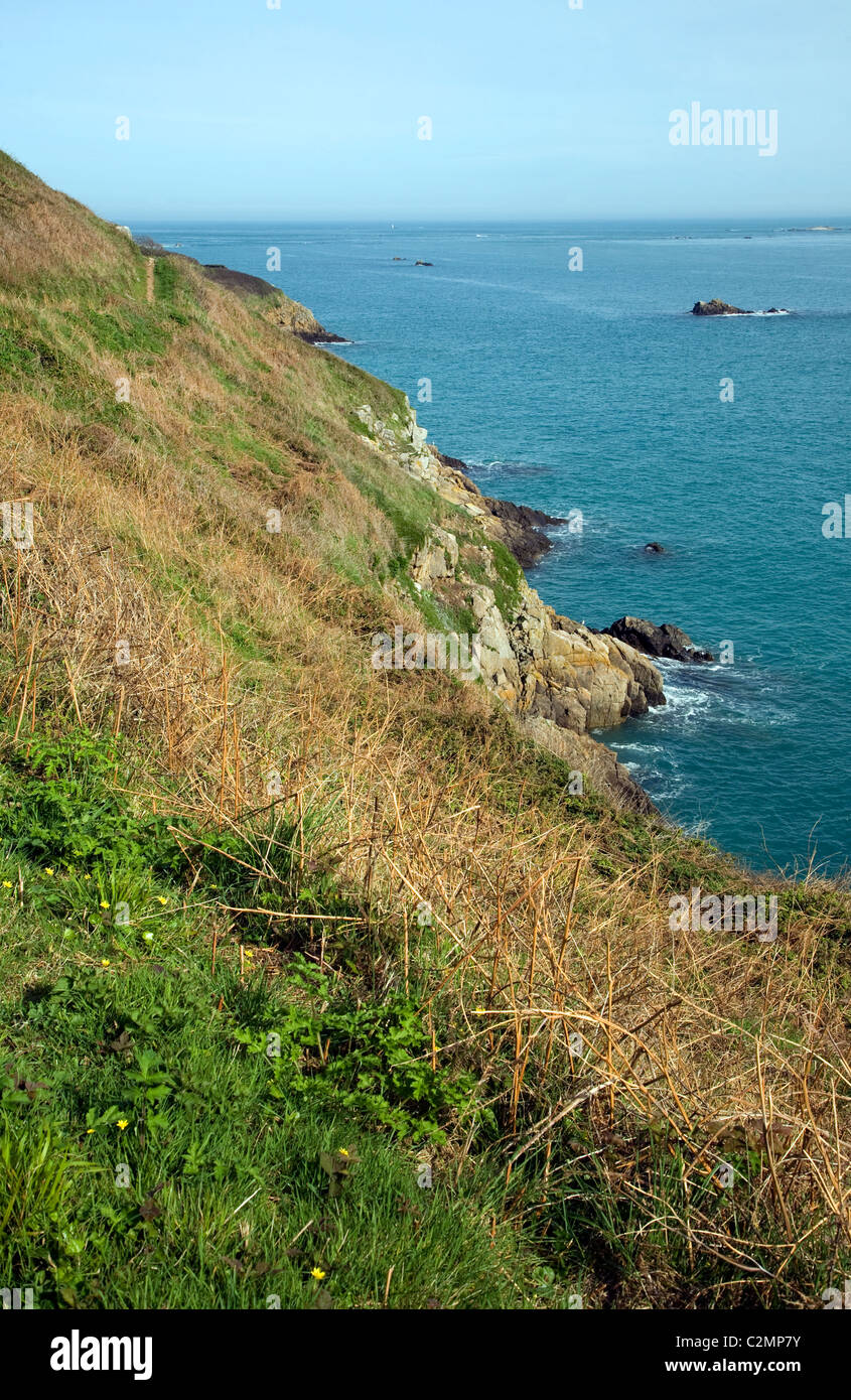 Coastal scenery Herm island Channel islands looking north from the ...