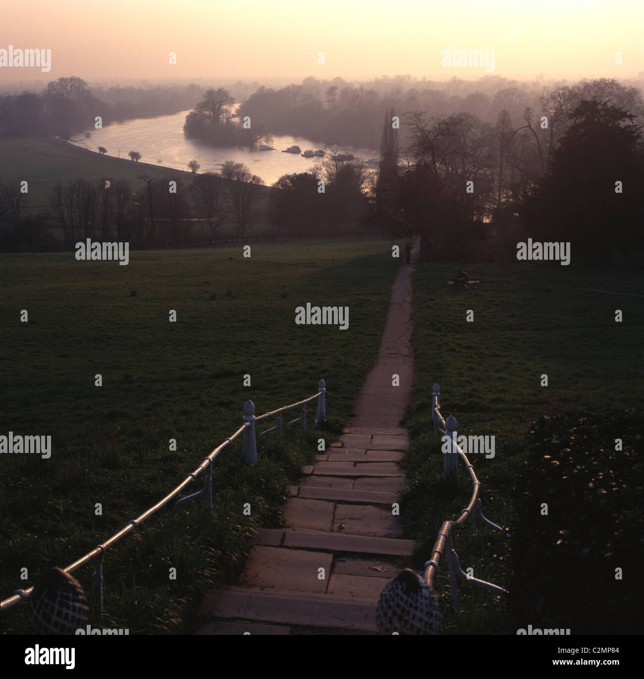 View of the River Thames from Richmond Hill. Late afternoon in Spring ...