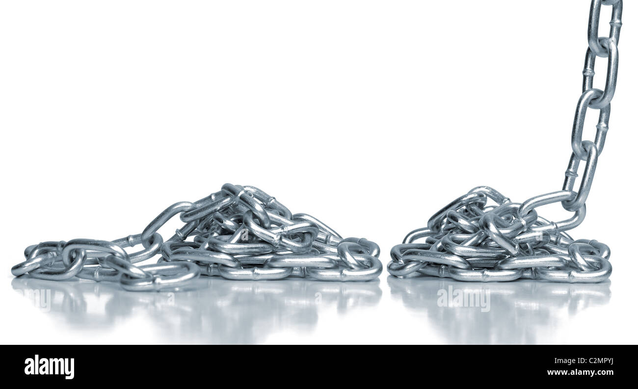 Steel chains on a White Background Stock Photo - Alamy