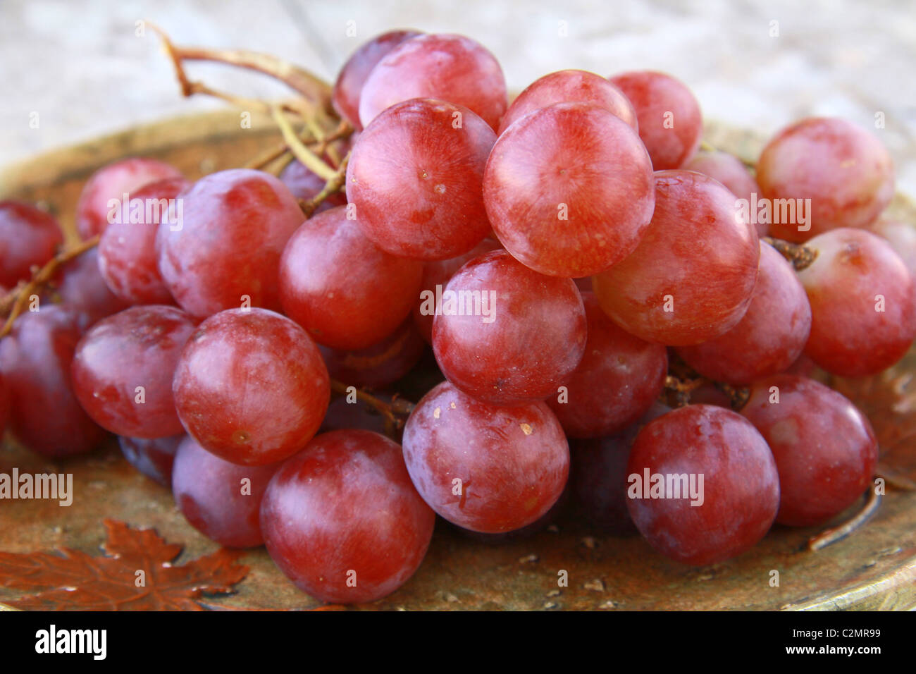 large red ripe grapes and wine on the natural background Stock Photo ...