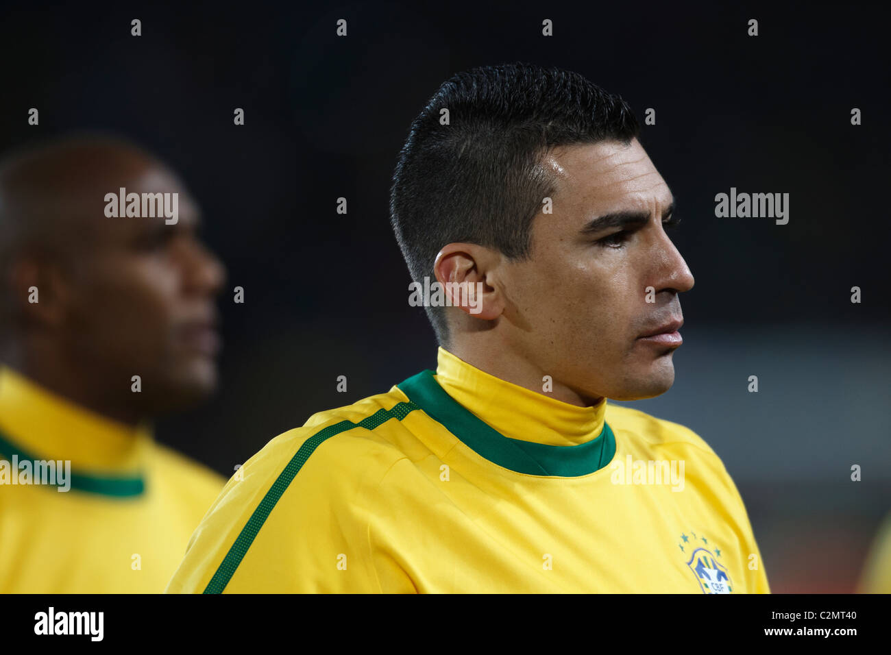 Brazil team captain Lucio seen during team introductions prior to a ...