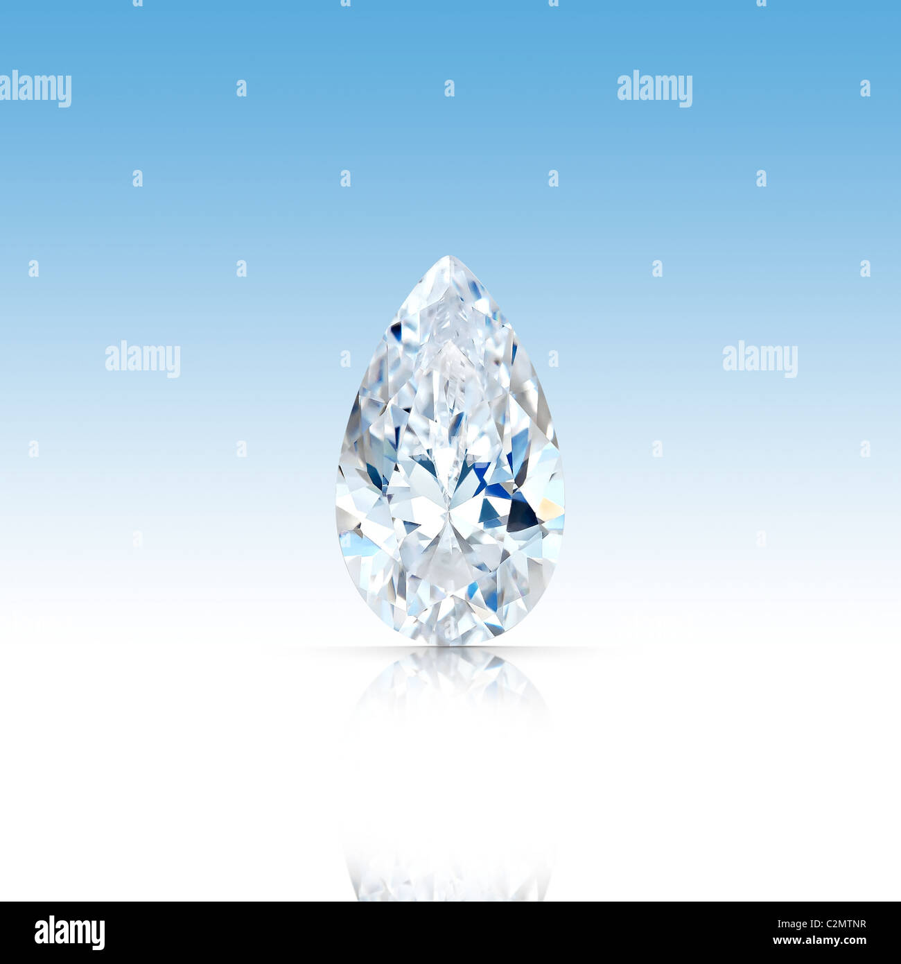 pear cut Diamond Isolated on blue gradient background, with partial ...