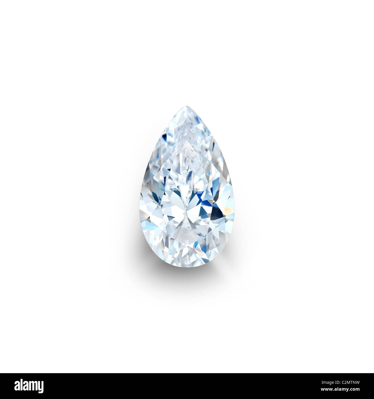 pear cut Diamond isolated against white background with drop shadow ...