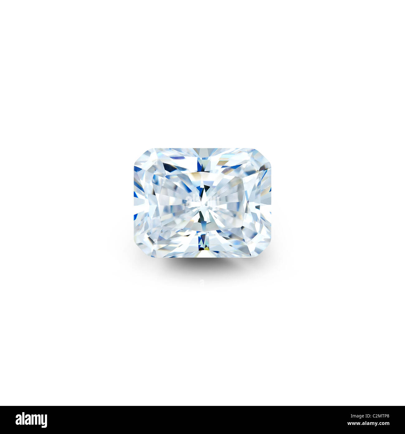 modern radiant cut Diamond isolated against white background with drop ...
