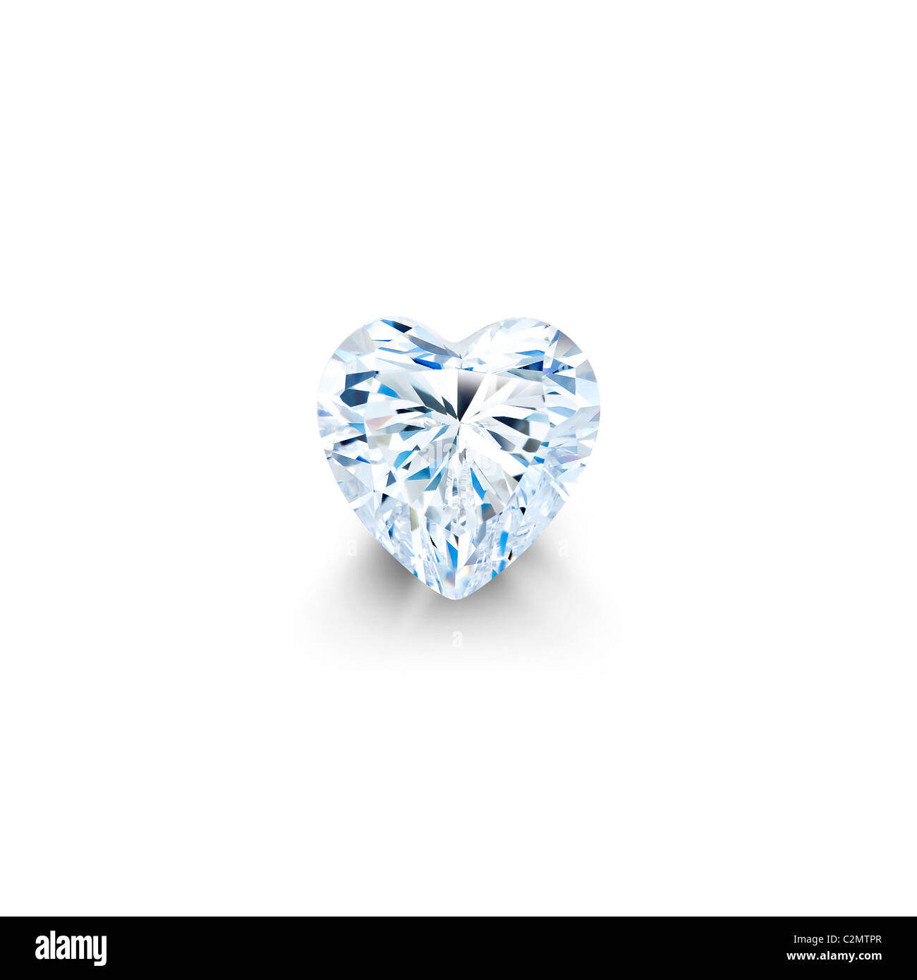 Heart cut Diamond isolated against white background with drop shadow ...