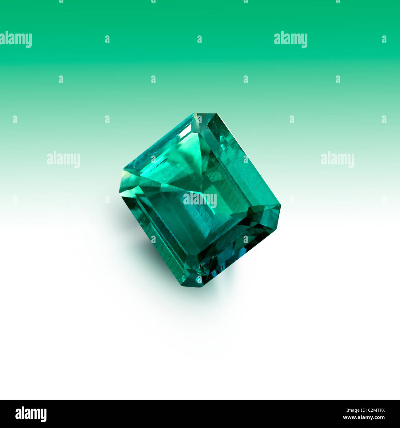 isometric view of emerald isolated on white background with partial ...