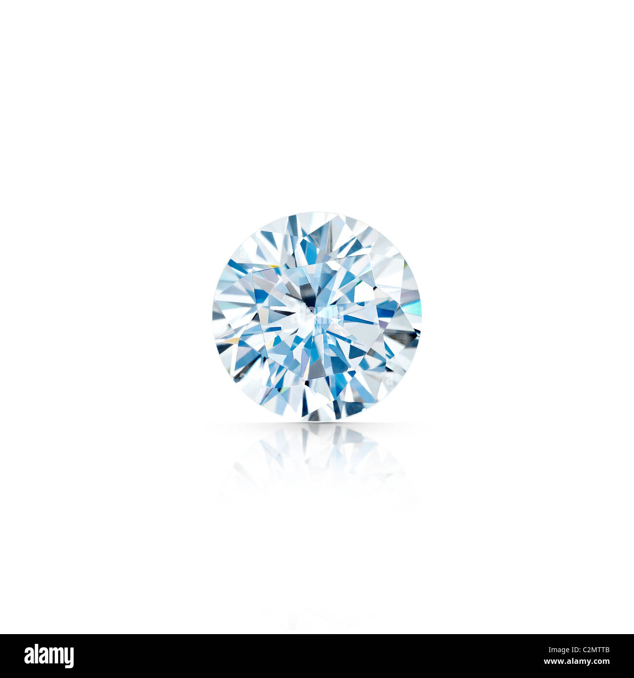 brilliant cut Diamond isolated against white background with partial ...