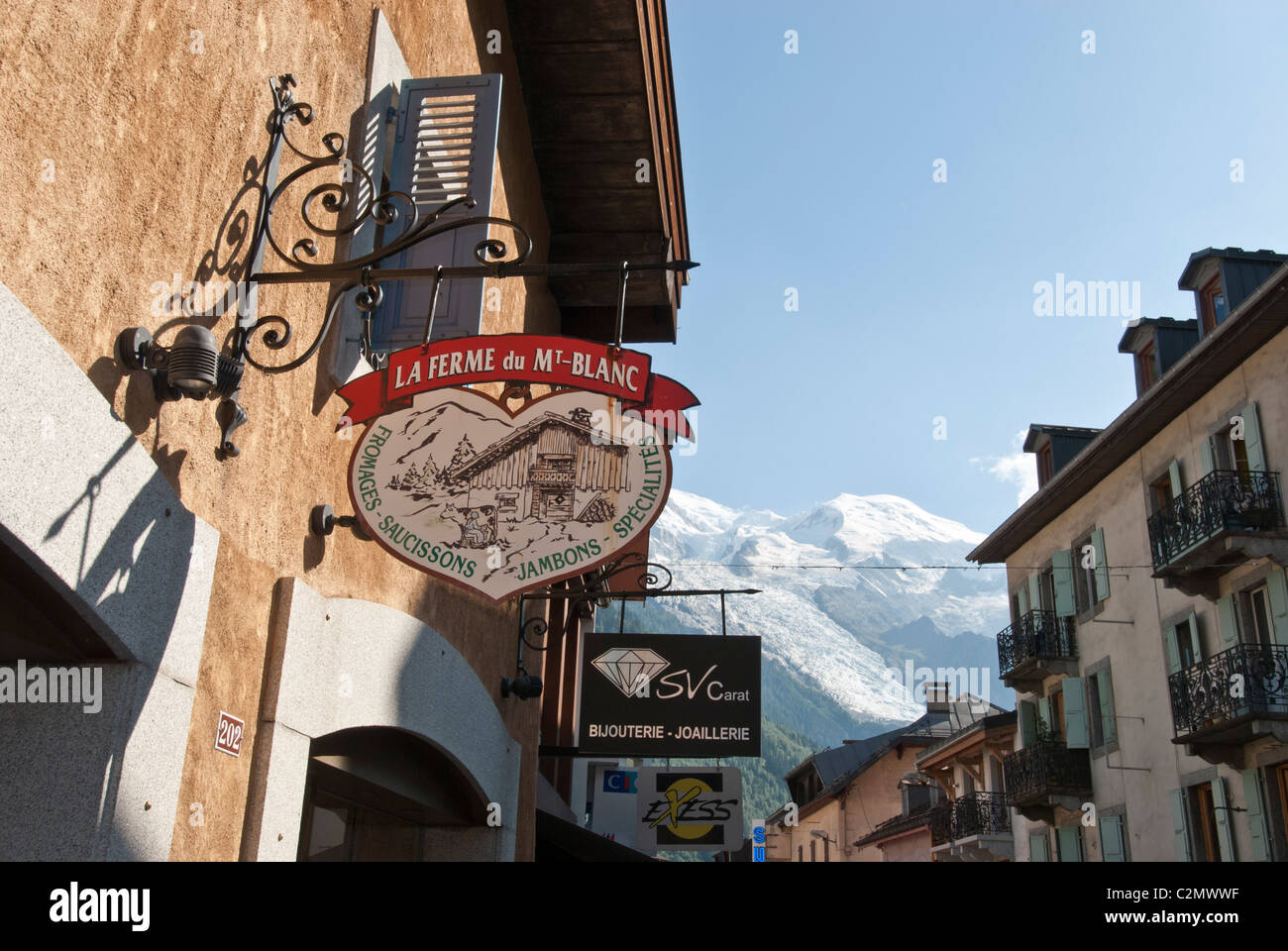 Shop signs Chamonix Haute-Savoie France Stock Photo - Alamy
