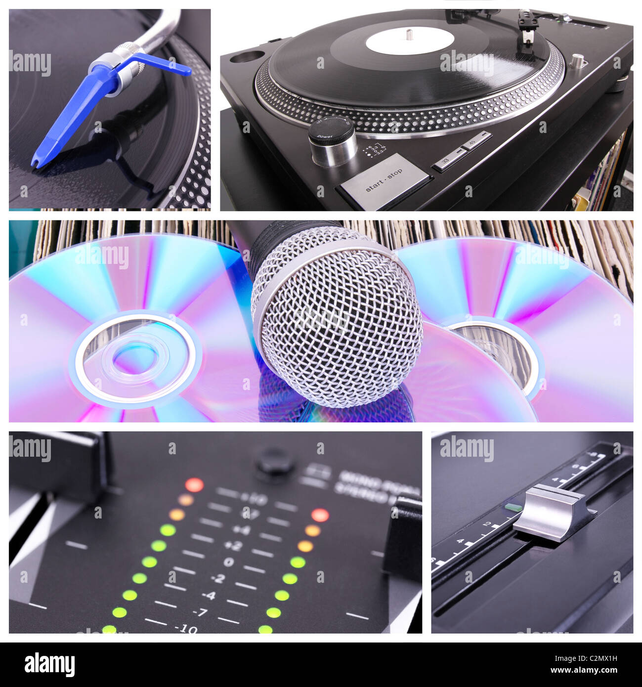 Dj collage. Professional equipment Stock Photo - Alamy