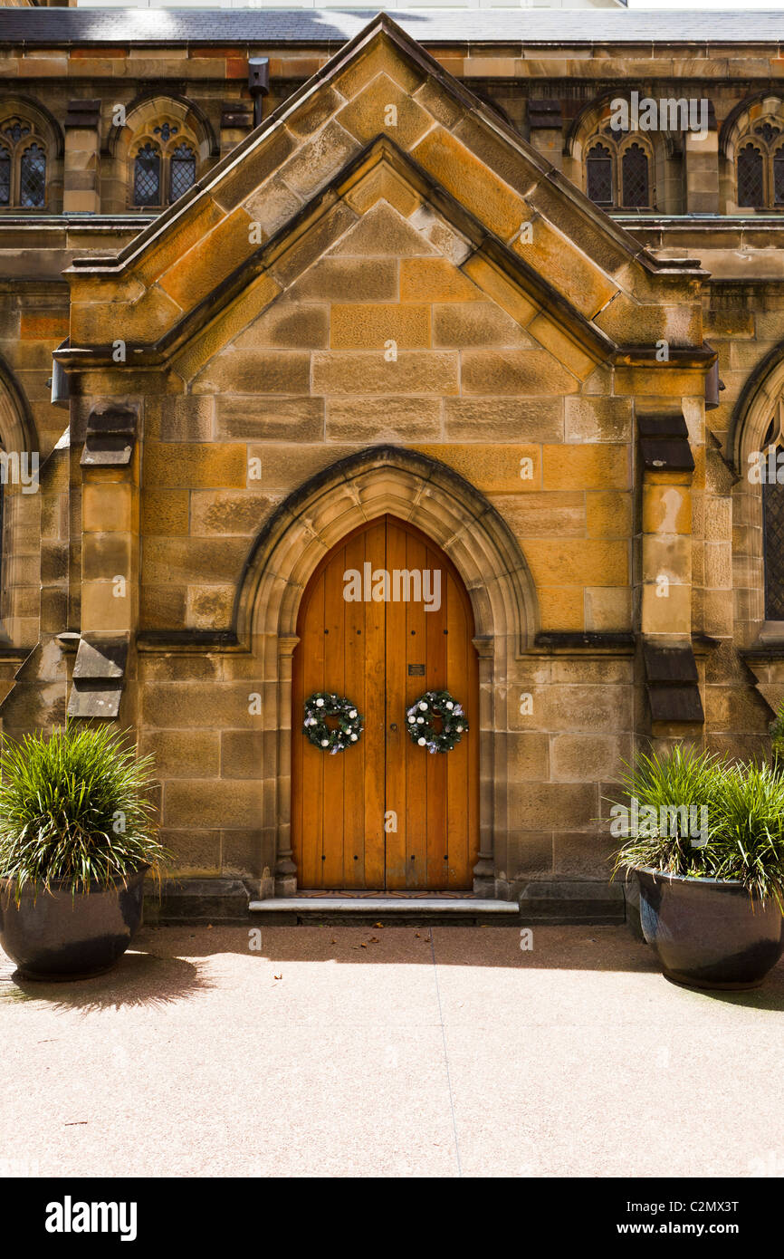 Wreaths hanging on doorknobs at St Philip's Anglican Church in Sydney ...