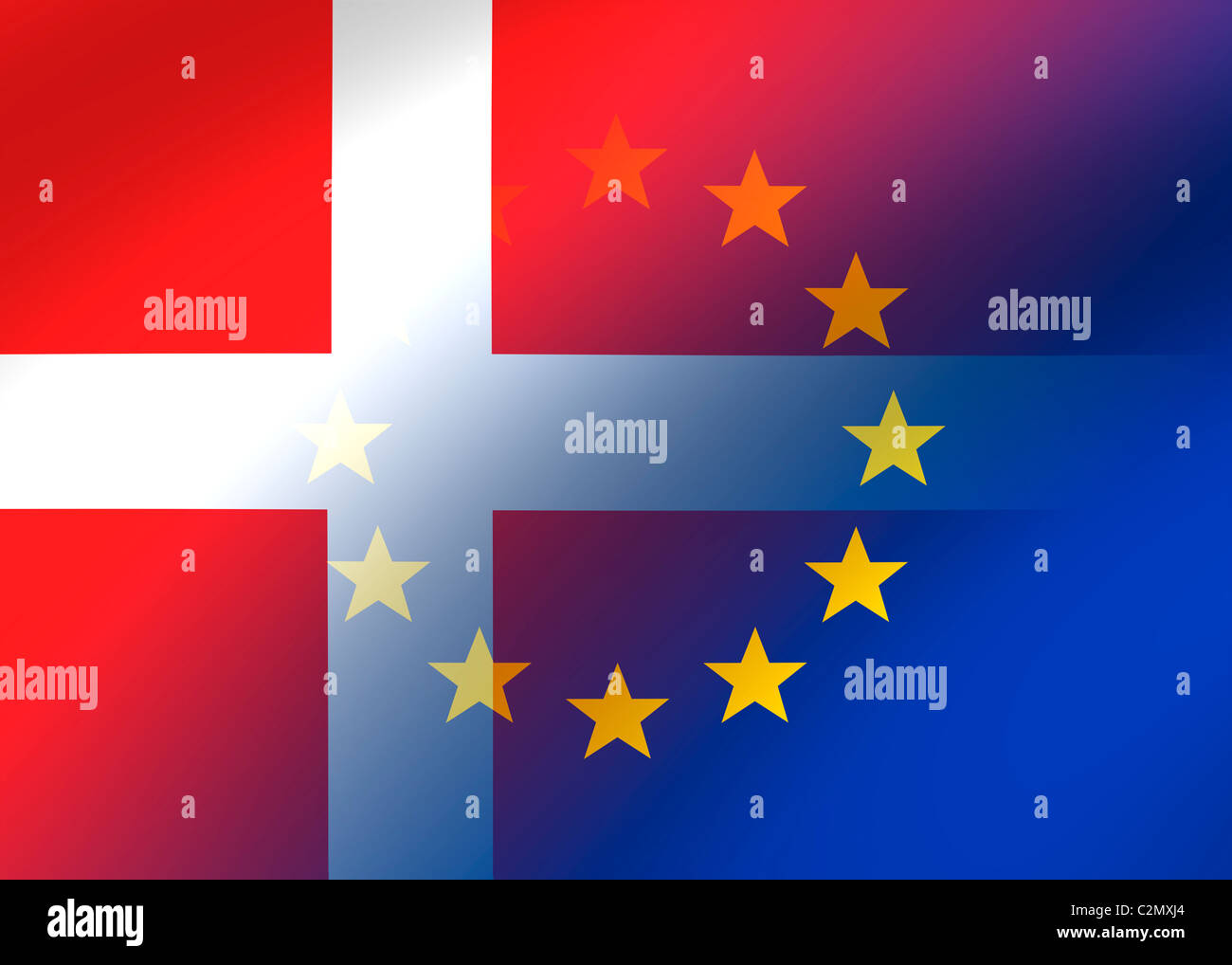 Denmark and EU flag Stock Photo - Alamy