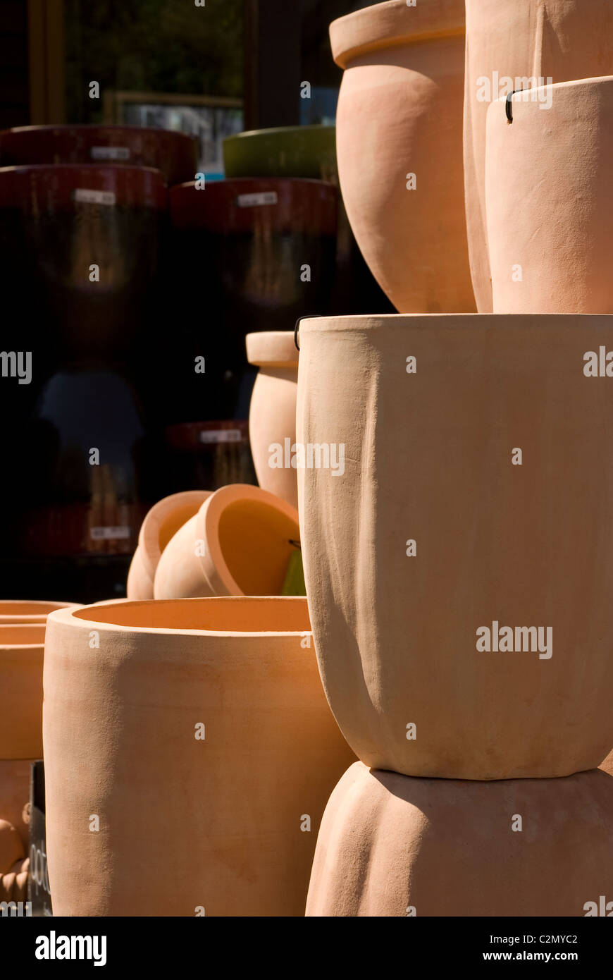 Ceramic flower pots, closeup Stock Photo - Alamy