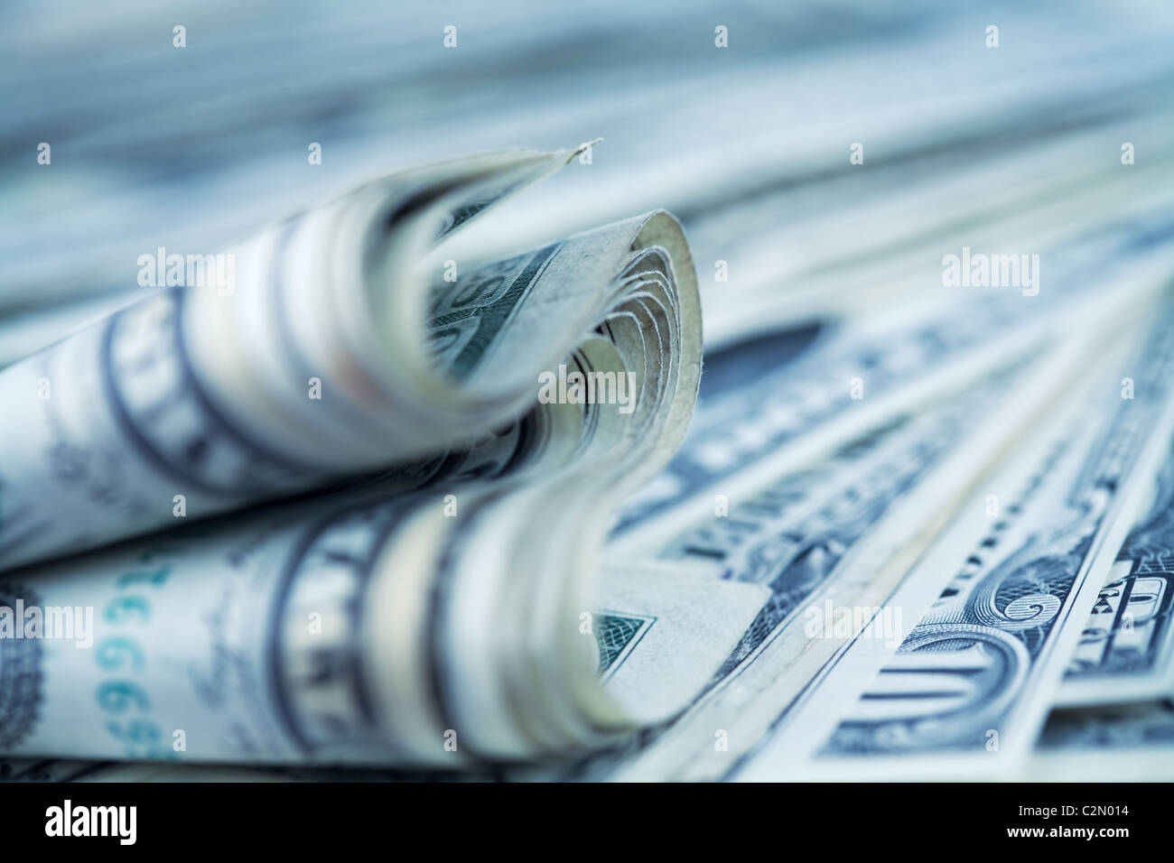 Money background - US dollars background. Retro style toned close up ...