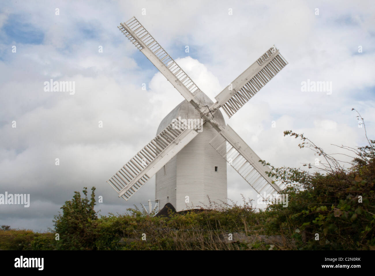 View of white windmill Stock Photo - Alamy
