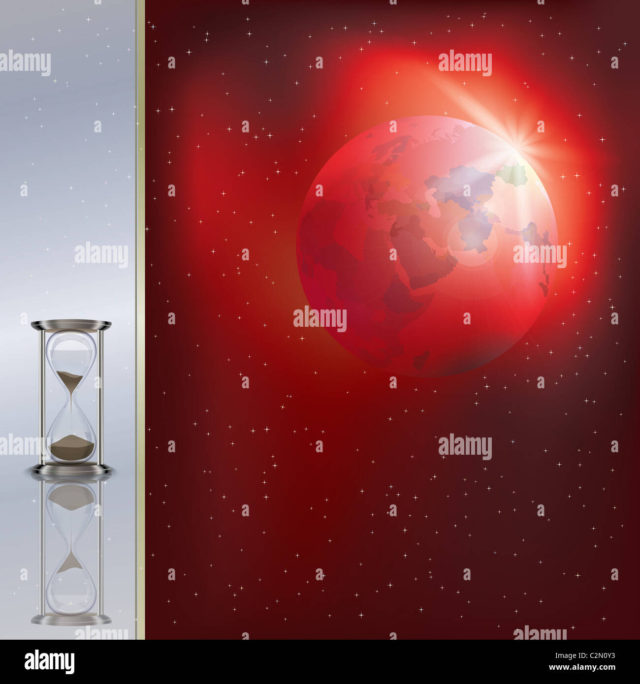 abstract illustration with hourglass and globe in the space Stock Photo ...