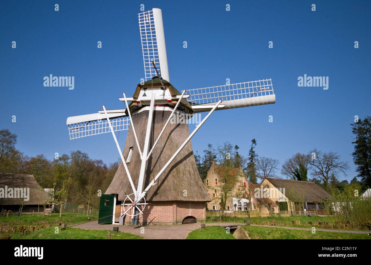 A windmill at the Open Air Museum in Arnhem, the Netherlands Stock ...
