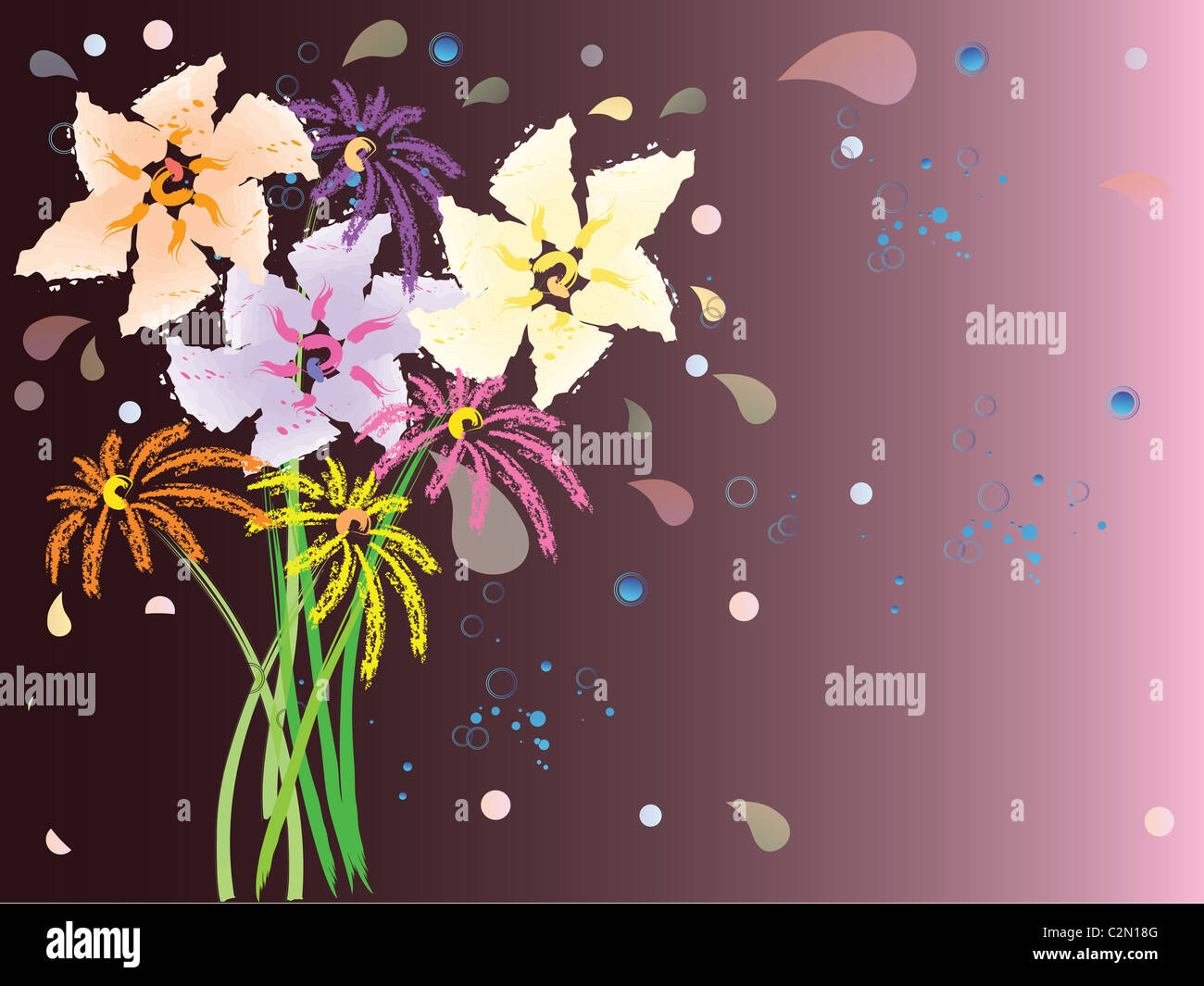 eps10 floral background with fantasy hand drawn flowers Stock Photo - Alamy