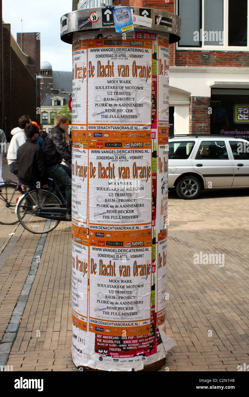 Advertising column in the city Groningen in the Netherlands Stock Photo ...