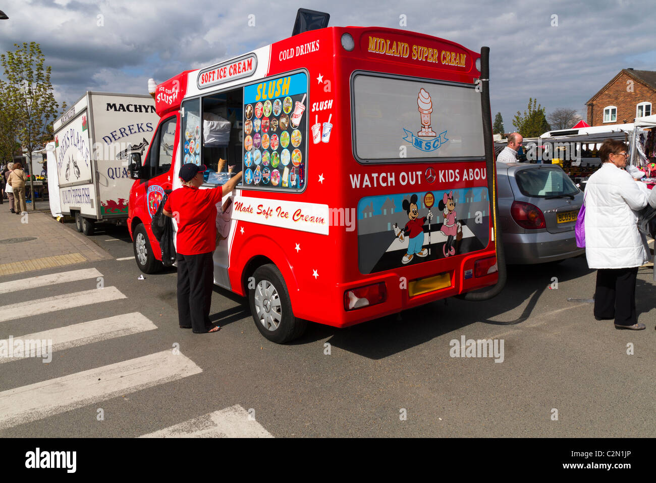 Ice cream van on a public car park Stock Photo - Alamy
