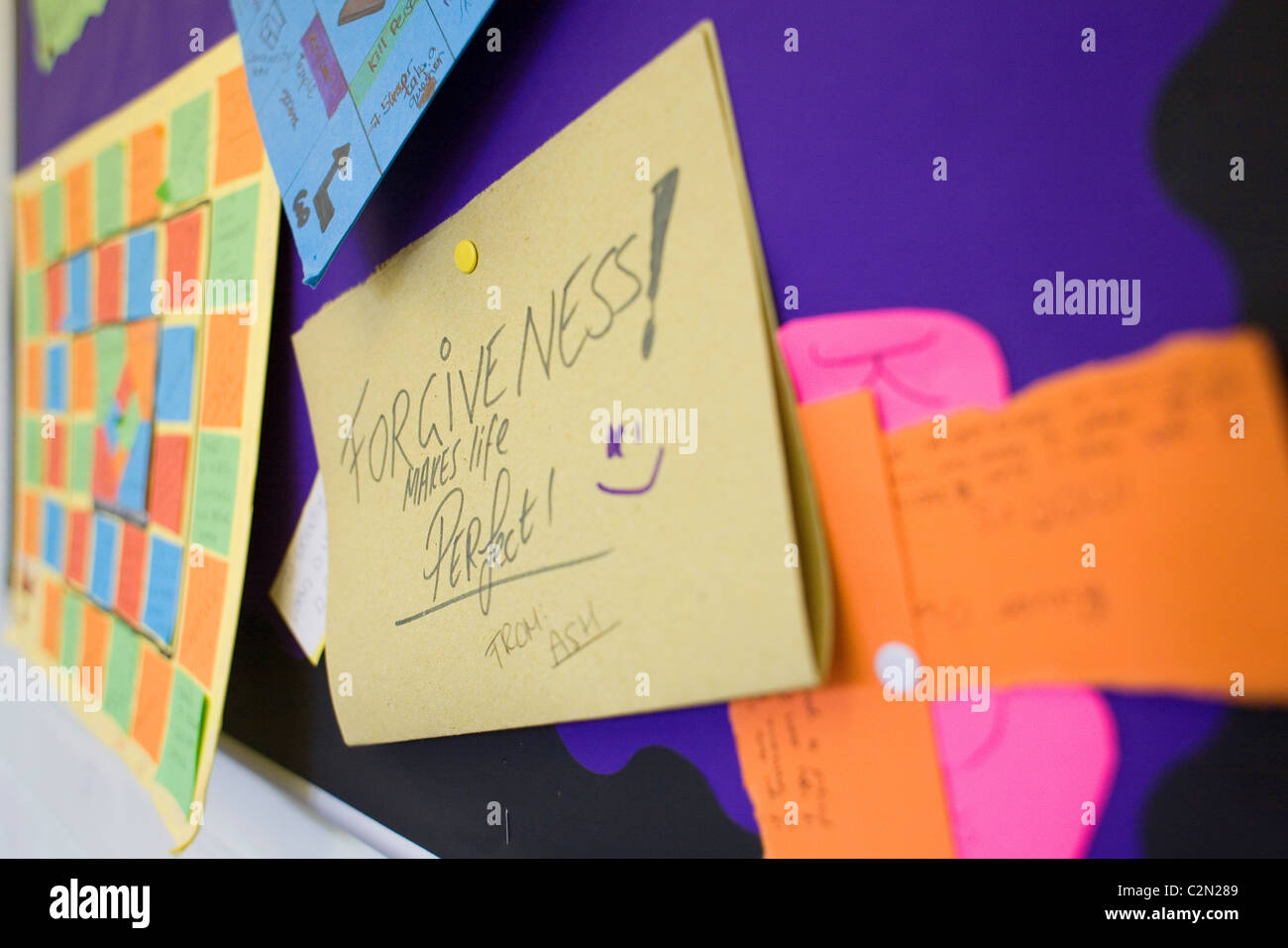 FORGIVENESS! A sign posted on a classroom wall Stock Photo - Alamy