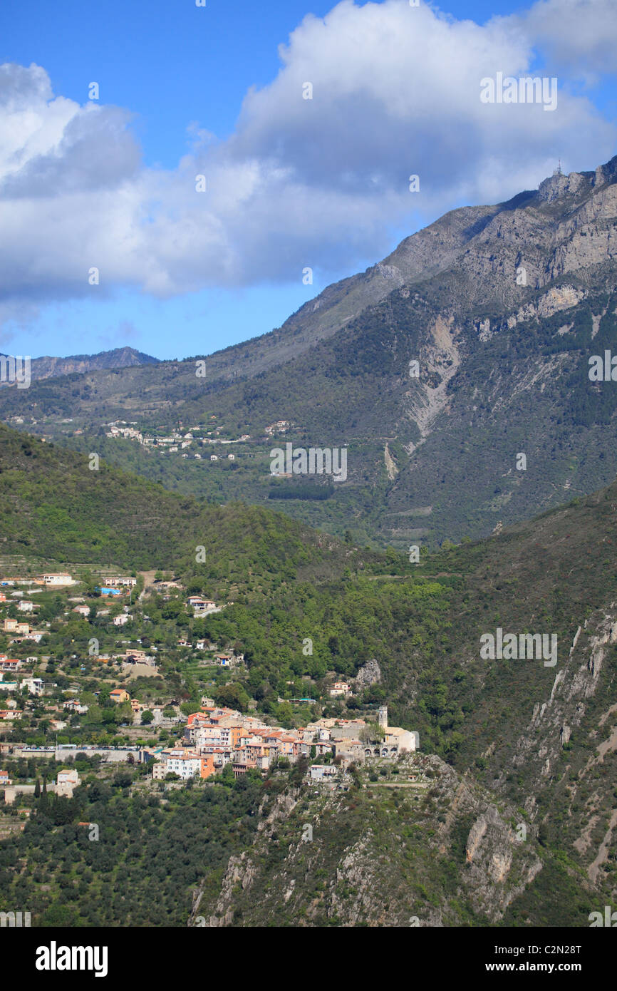 The perched village of Bonson into the Var valley in the back country ...