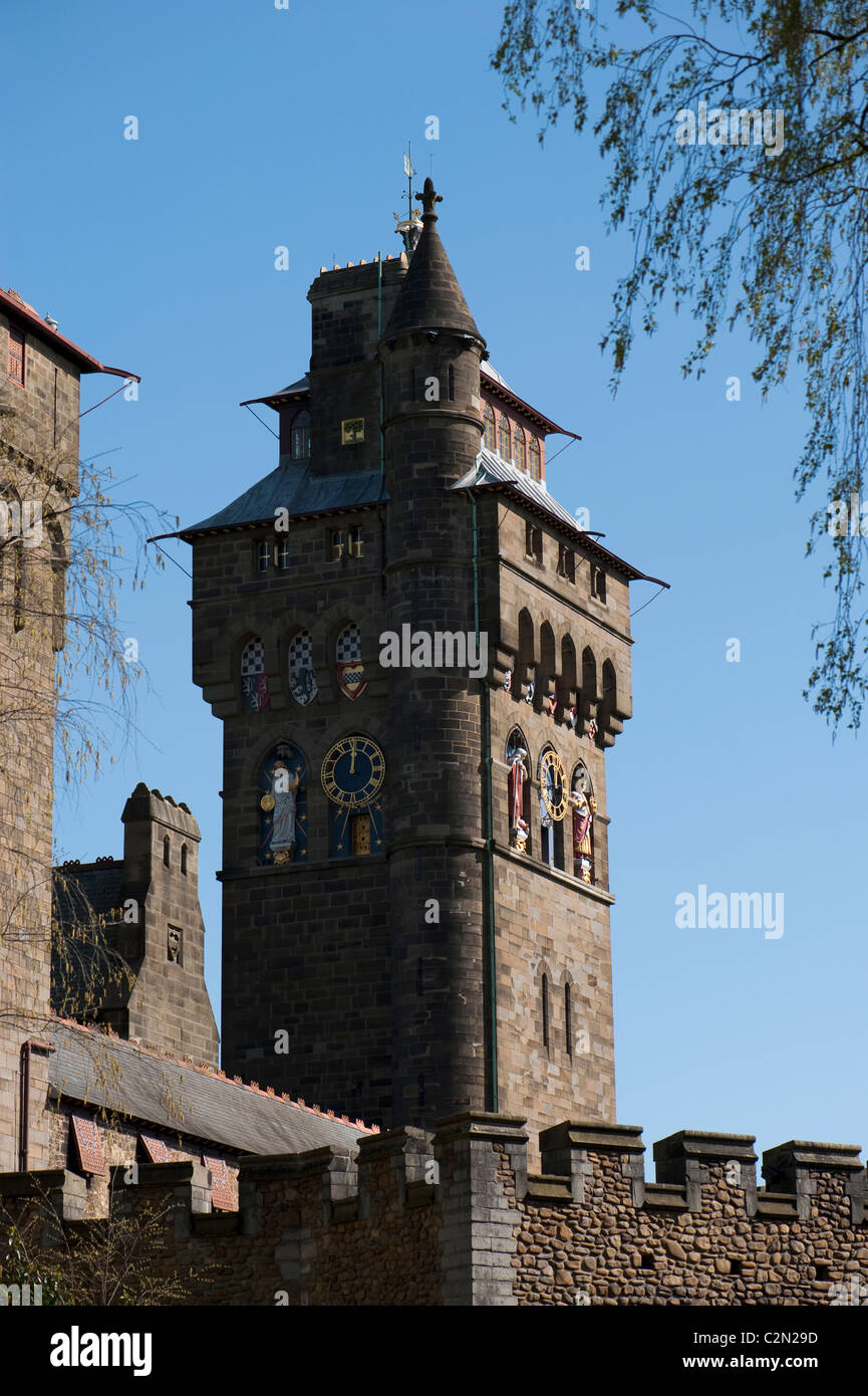 The Clock Tower, Cardiff Castle, South Wales, United Kingdom Stock Photo - Alamy