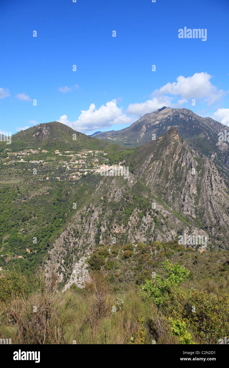 The perched village of Bonson into the Var valley in the back country ...