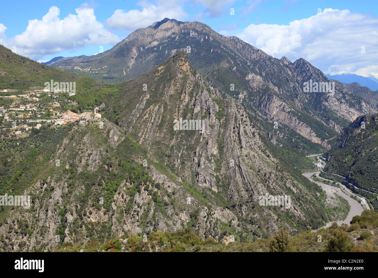The perched village of Bonson into the Var valley in the back country ...