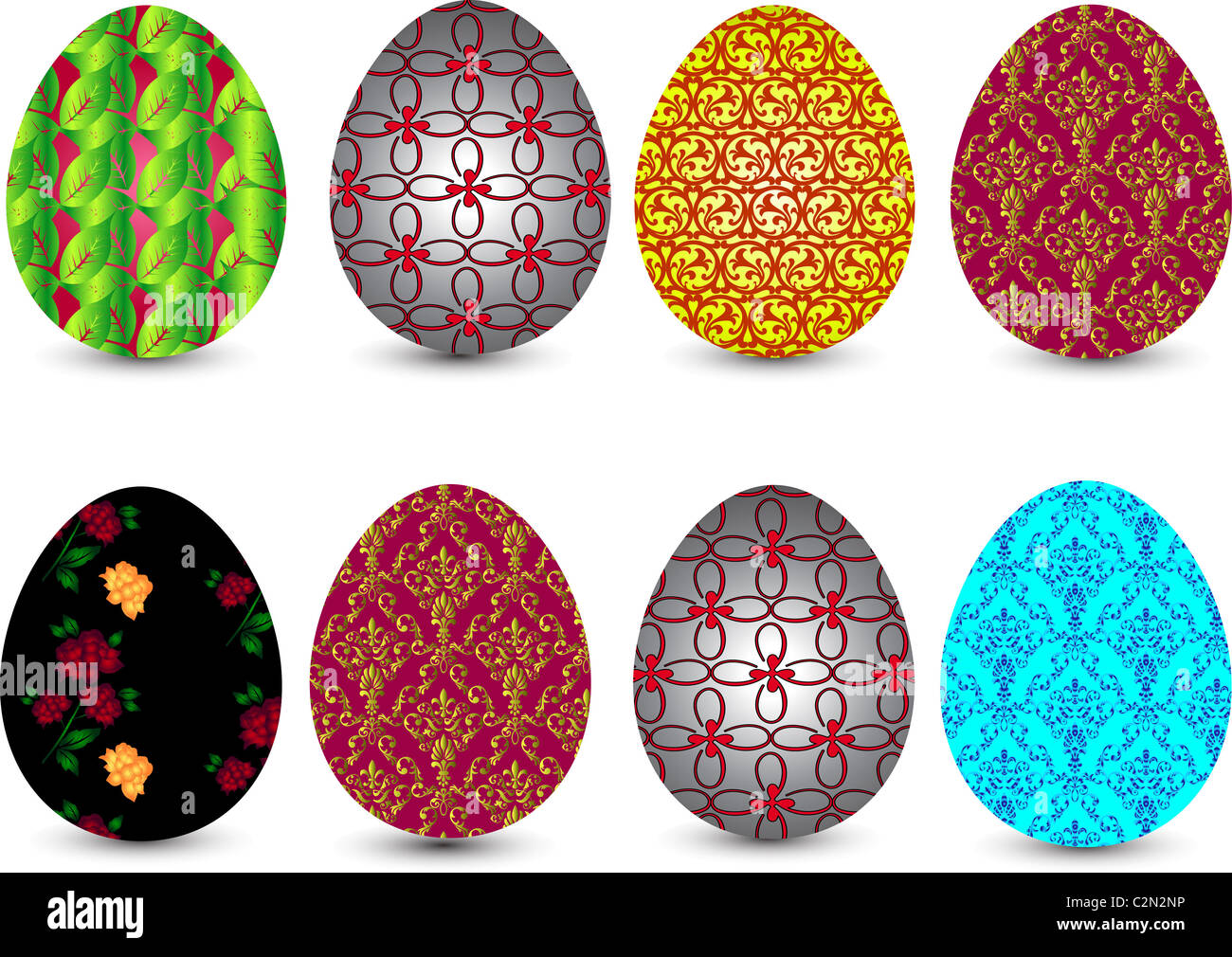 Easter eggs with various color patterns Stock Photo - Alamy