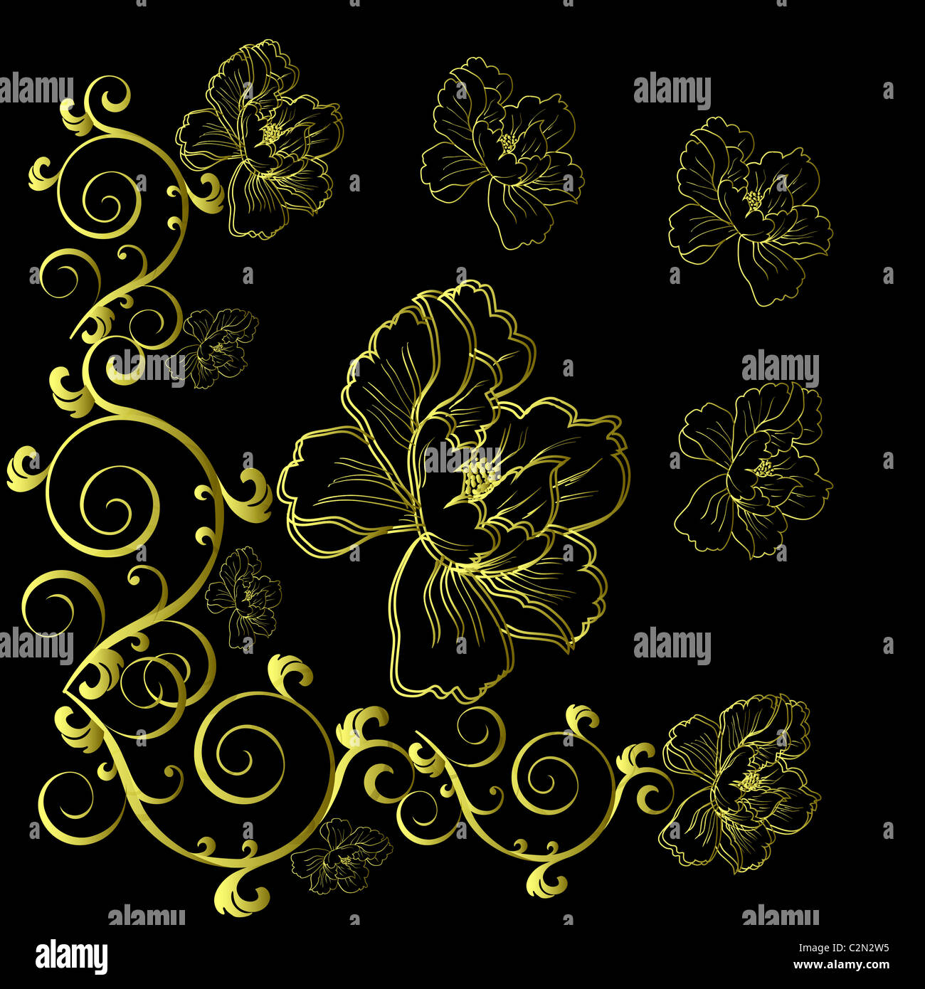 eps10 background with fantasy hand drawn flowers Stock Photo - Alamy