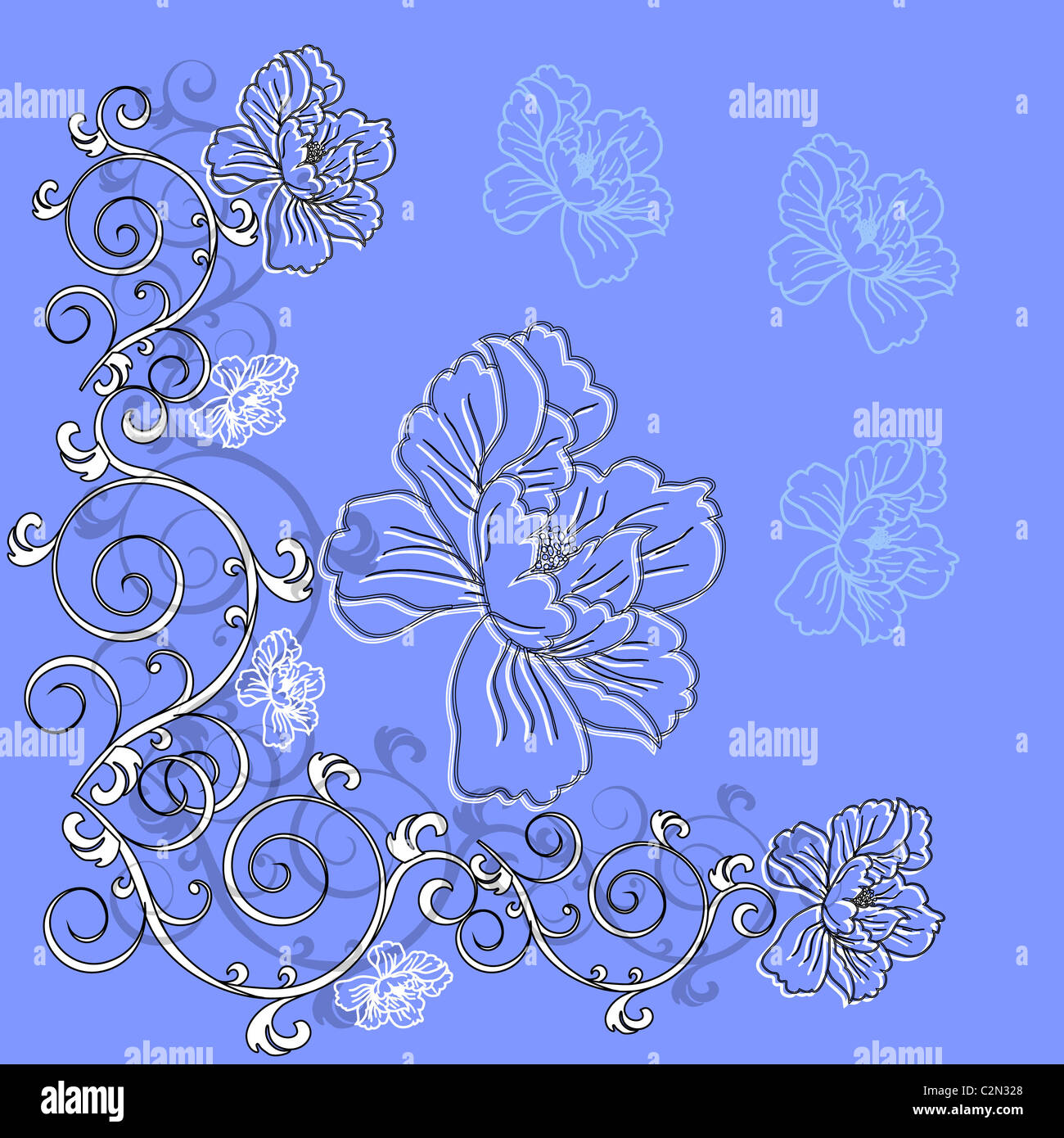 eps10 background with fantasy hand drawn flowers Stock Photo - Alamy