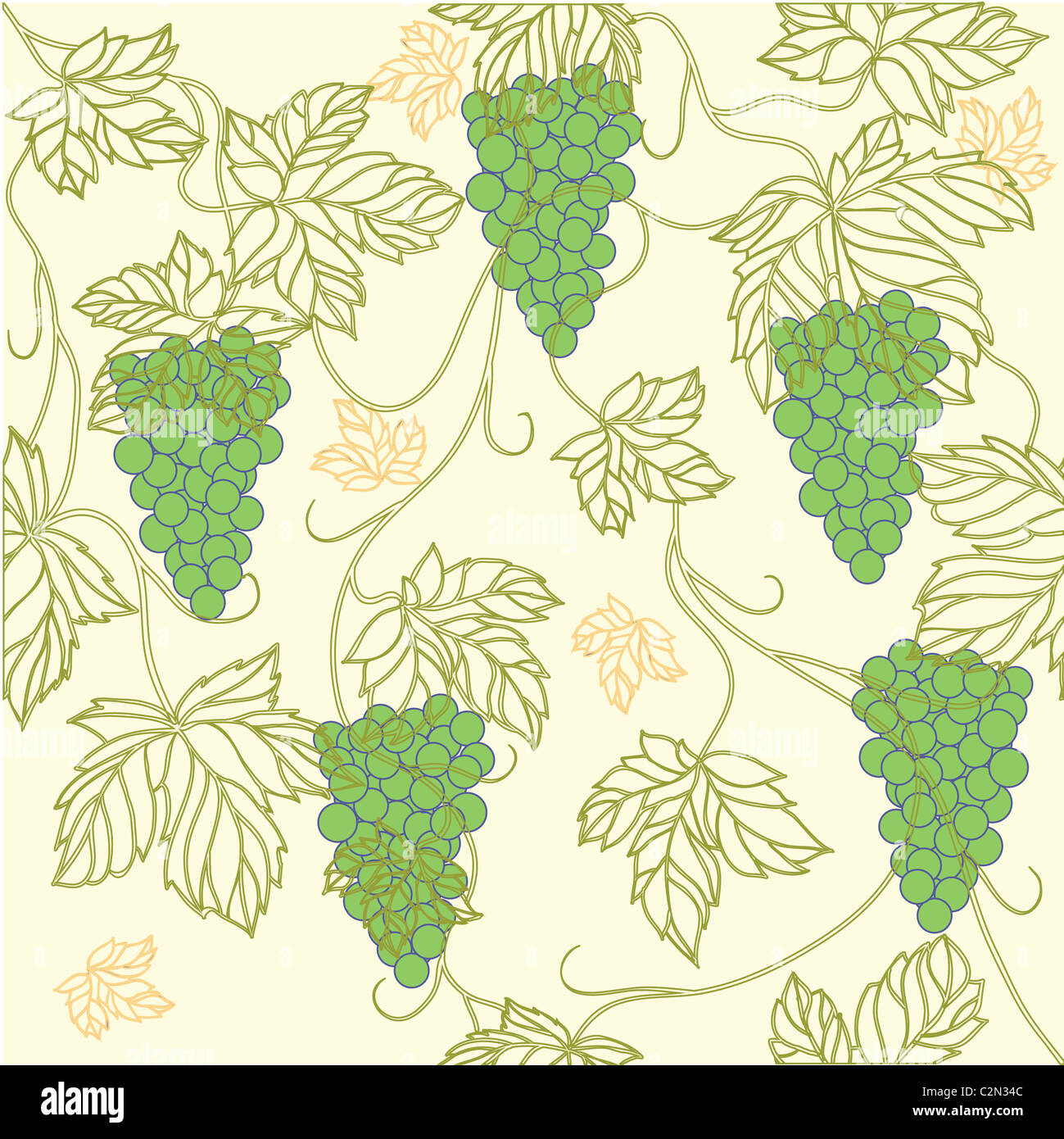 Seamless Wallpaper with floral ornament with leafs and grapes for ...