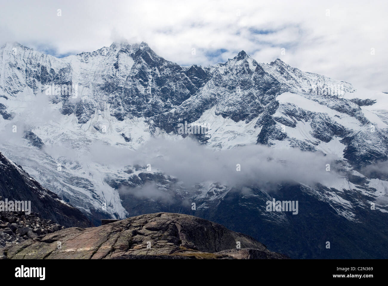 Taschorn, Dom, Lenzspitze and Fee glacier view from plattjen, Saas Fee ...