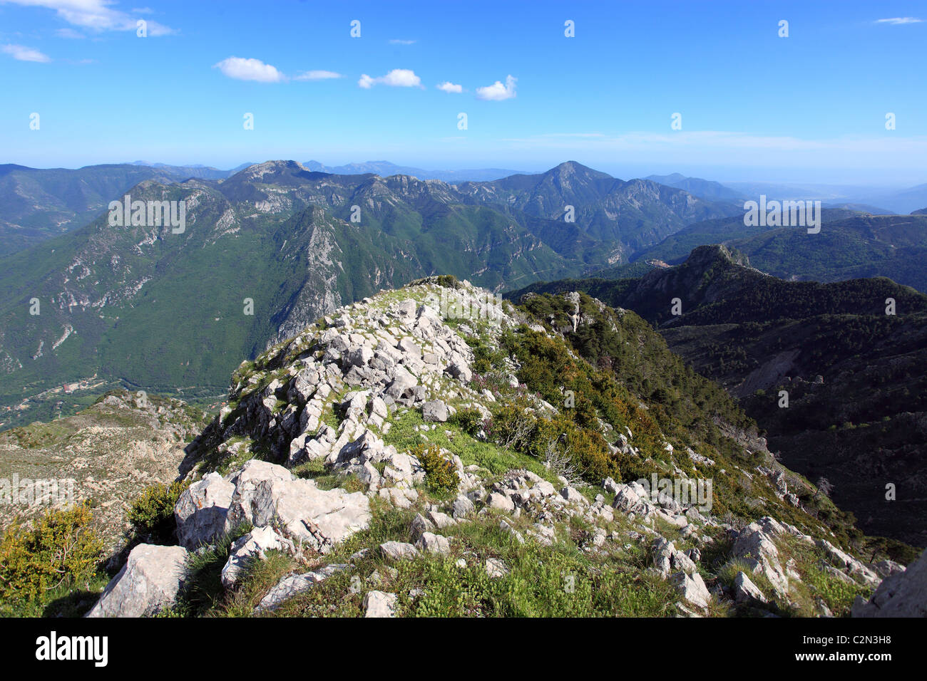 Overhead view of the Vesubie valley into the Mercantour national park ...