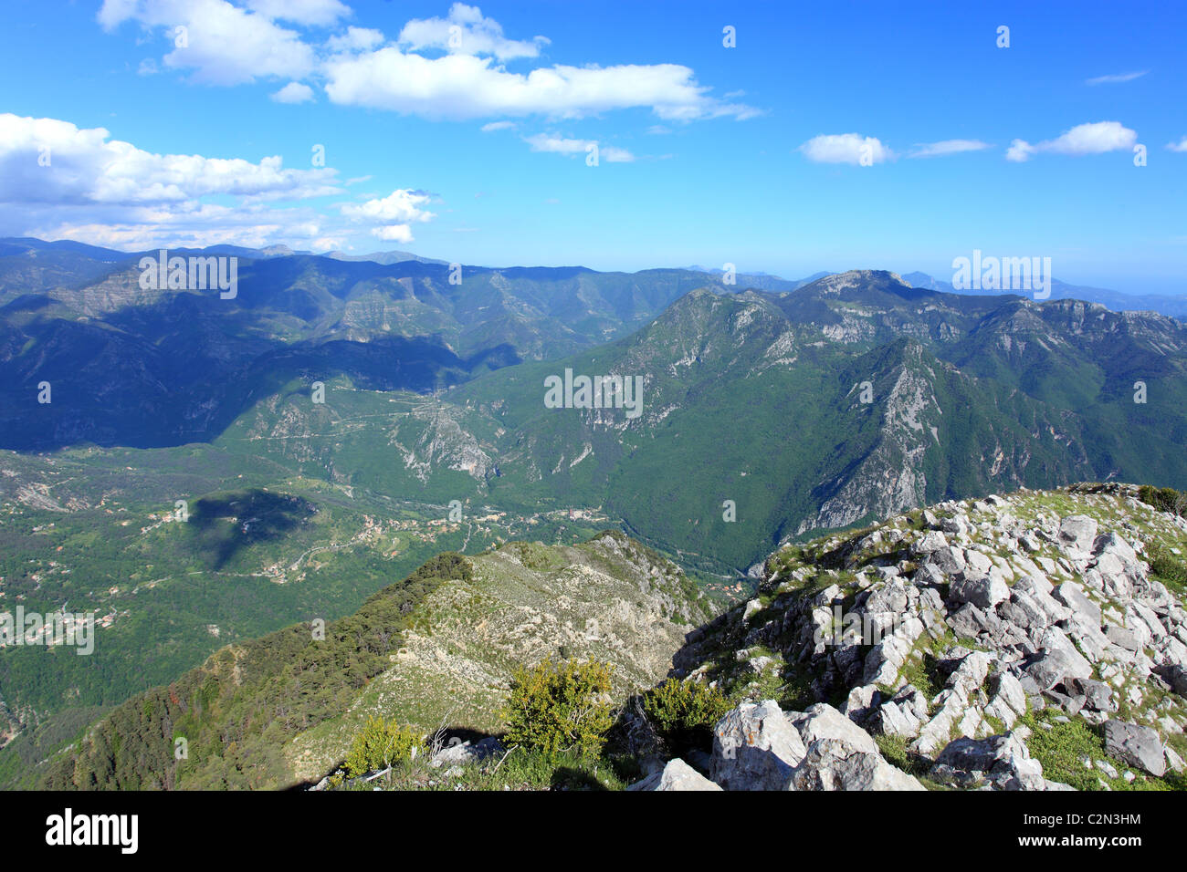 Overhead view of the Vesubie valley into the Mercantour national park ...