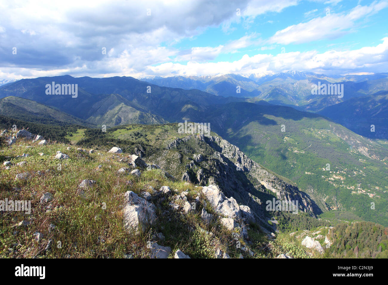 Overhead view of the Vesubie valley into the Mercantour national park ...
