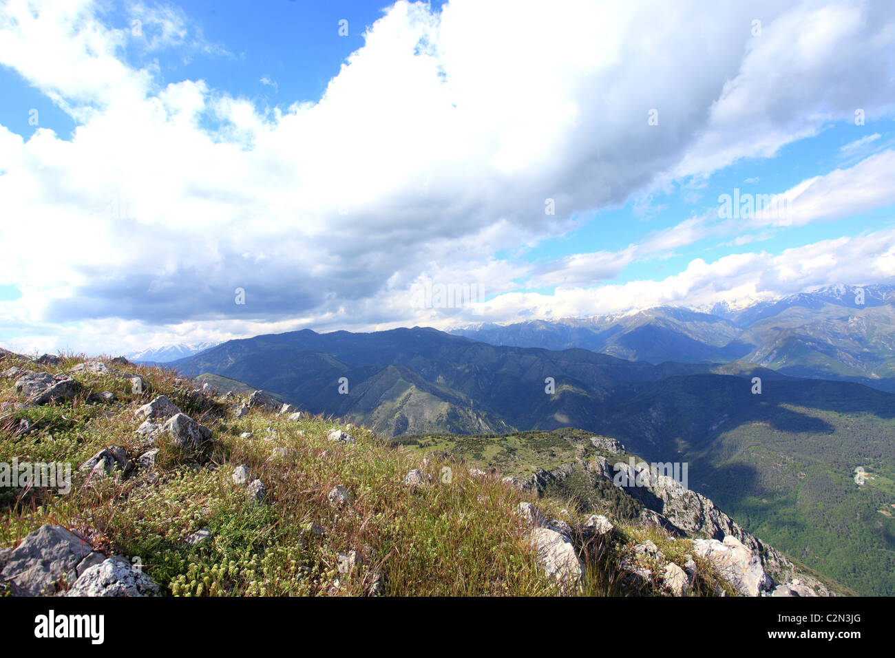 Overhead view of the Vesubie valley into the Mercantour national park ...