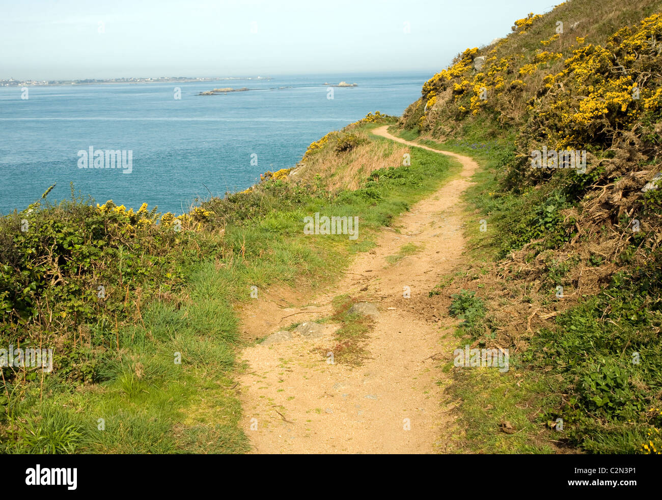 Footpath south west Herm island Channel islands heading north Stock ...