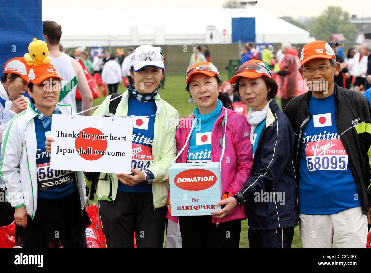Japanese Marathon Runners at the Virgin London Marathon 2011 Stock ...