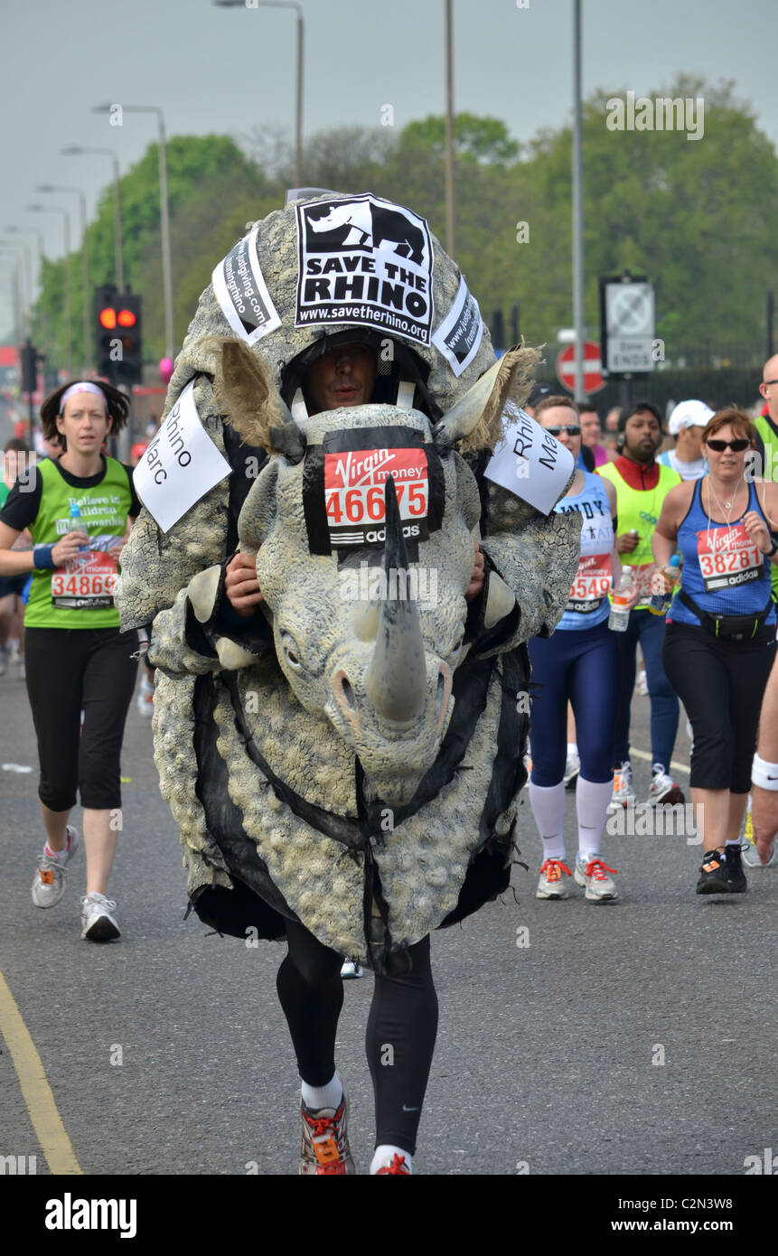 The Rhino - Virgin London Marathon 2011 Stock Photo - Alamy