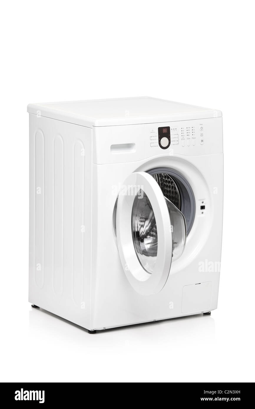 Washing machine isolated on white background Stock Photo - Alamy