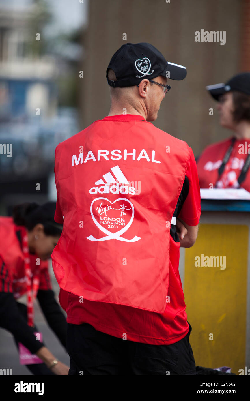 Race Marshal at the Virgin London Marathon 2011 Stock Photo - Alamy