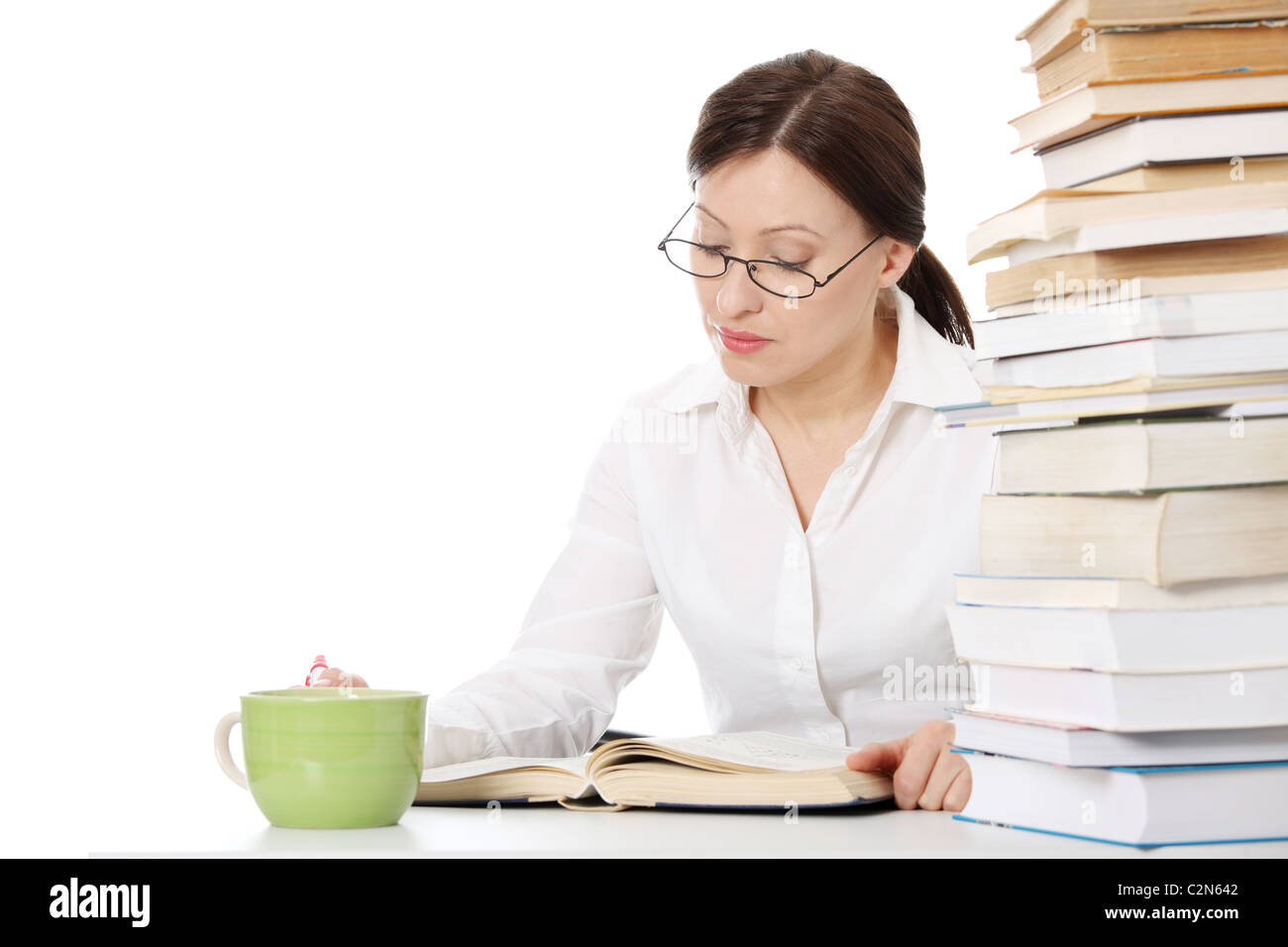 Mature student woman is learning at the desk Stock Photo - Alamy Mature student woman is learning at the desk Stock Photo - Alamy