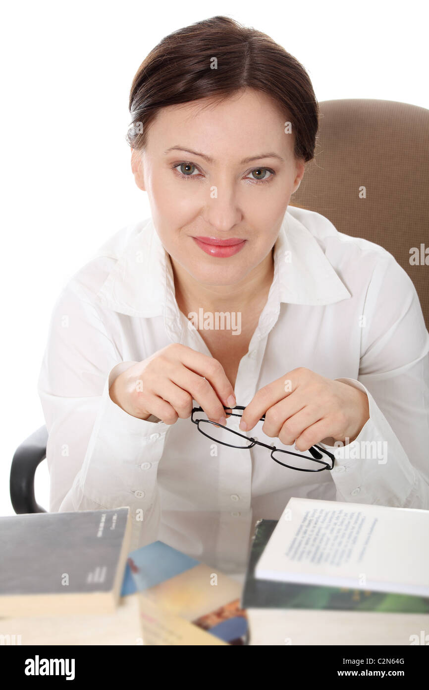 Mature student woman is learning at the desk Stock Photo - Alamy Mature student woman is learning at the desk Stock Photo - Alamy