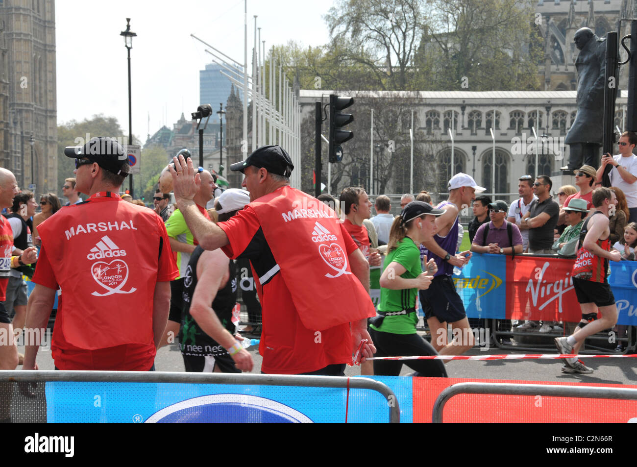 London Marathon 2011 Runners charity Fun runners run exhaustion Stock ...